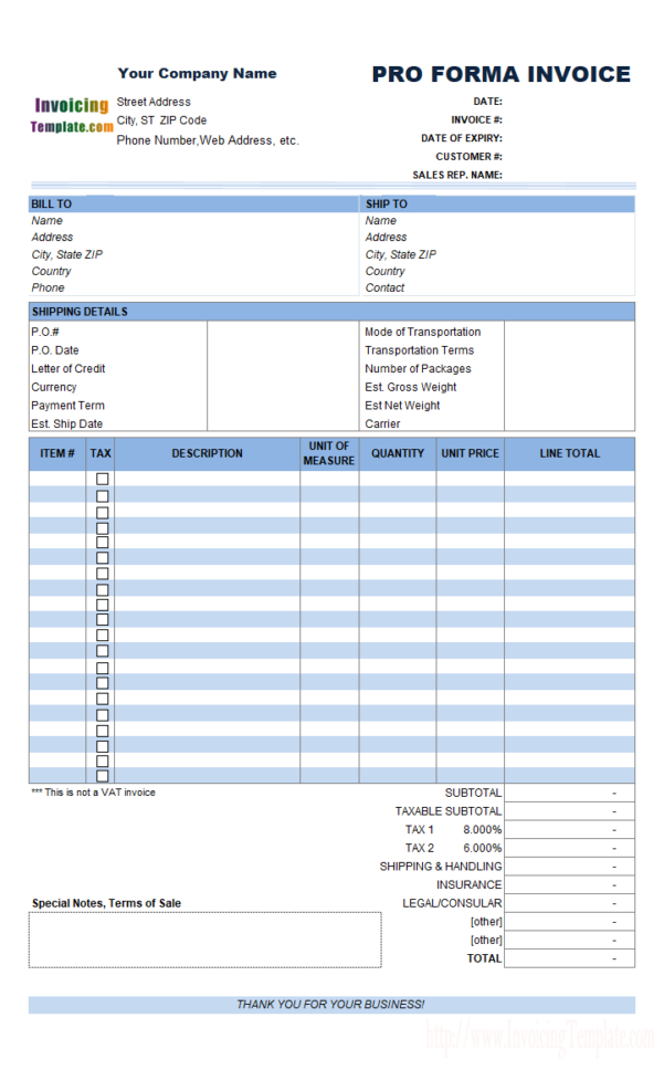 Pro Forma Spreadsheet with Proforma Invoice Format In Excel — db-excel.com