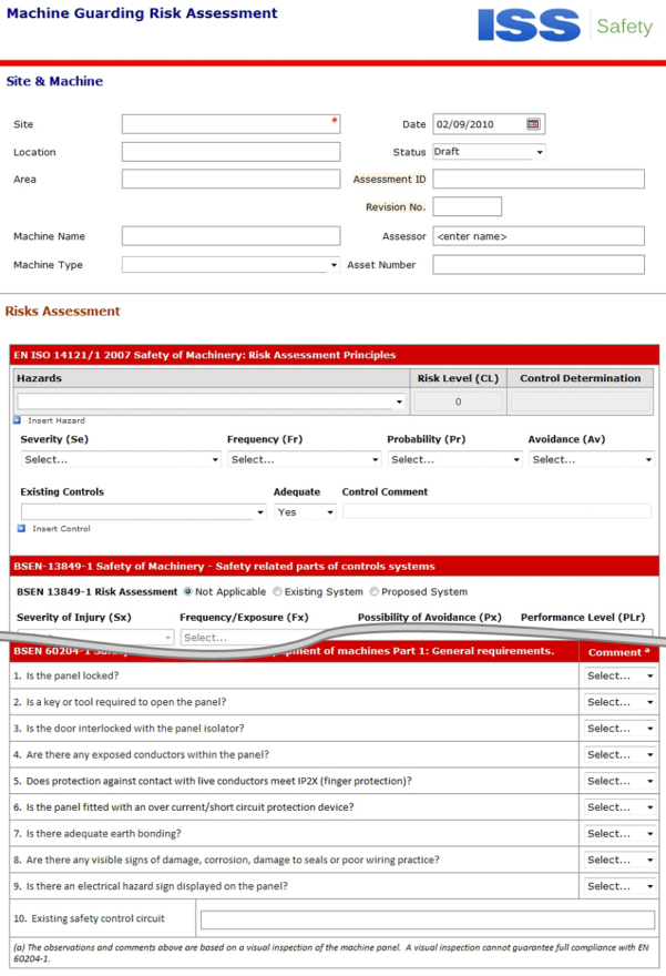 Puwer Risk Assessment Spreadsheet pertaining to Machinery Risk ...