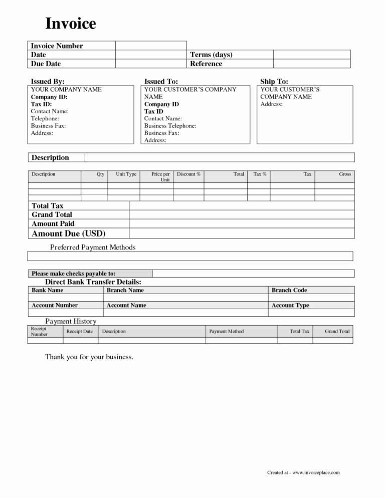 Quickbooks Spreadsheet Templates in Word Invoice Template Quickbooks ...