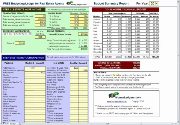 Real Estate Agent Commission Spreadsheet intended for Real Estate Agent ...