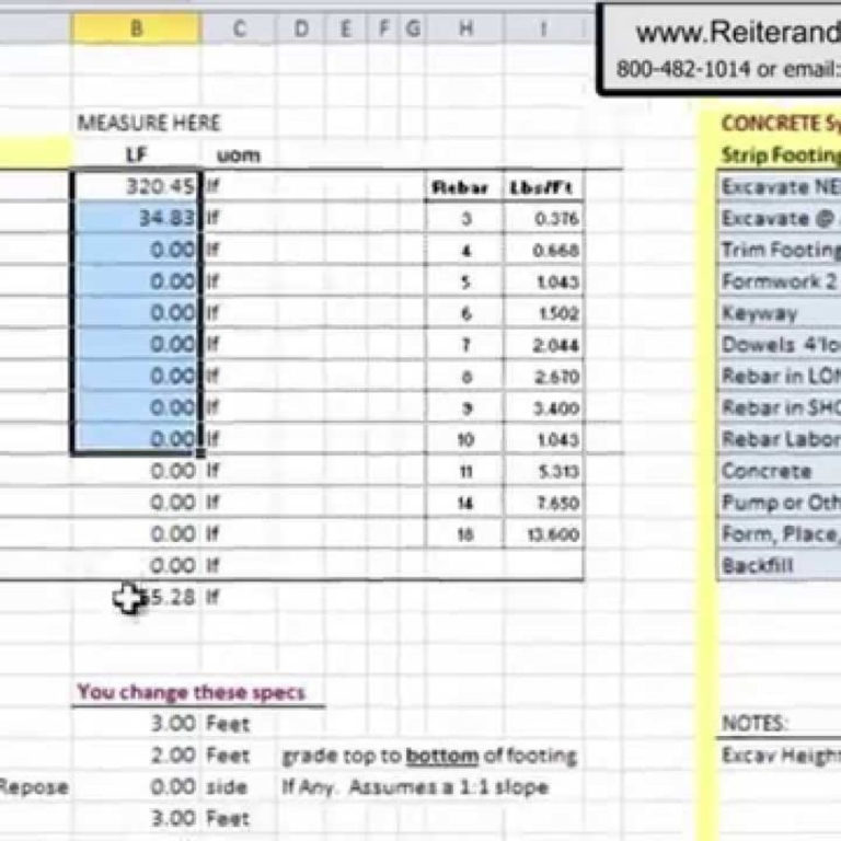 Rebar Estimate Excel Spreadsheet pertaining to Excel Spreadsheet For ...