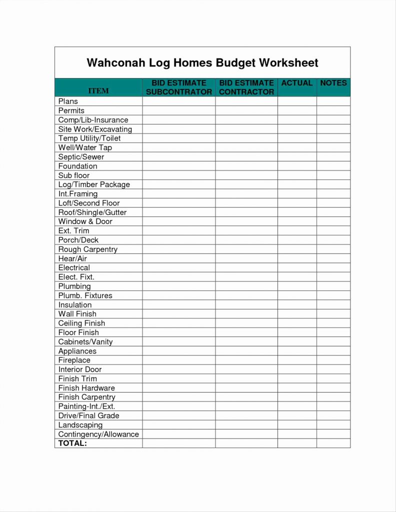 Renovation Budget Spreadsheet With House Renovation Budget Planner Cost 