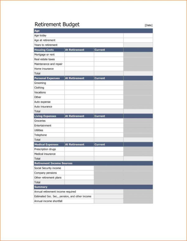 Retirement Budget Spreadsheet inside Retirement Planning Excel ...