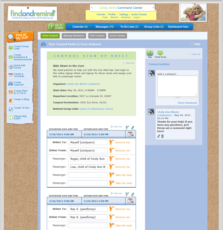 Rideshare Spreadsheet in Carpool Sign Up Sheet An Online Signup Sheet ...