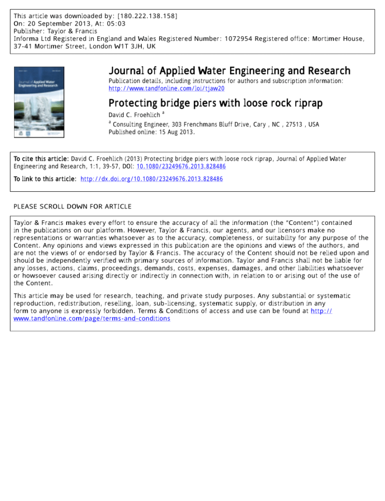 Riprap Sizing Spreadsheet pertaining to Pdf Designing Rock Riprap ...