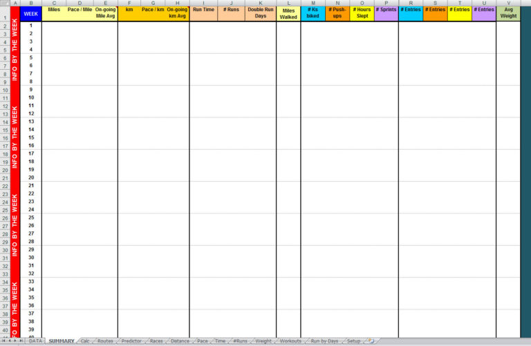 Running Spreadsheet regarding Free Advanced Year Long Excel Running Log – Digital Citizen — db ...