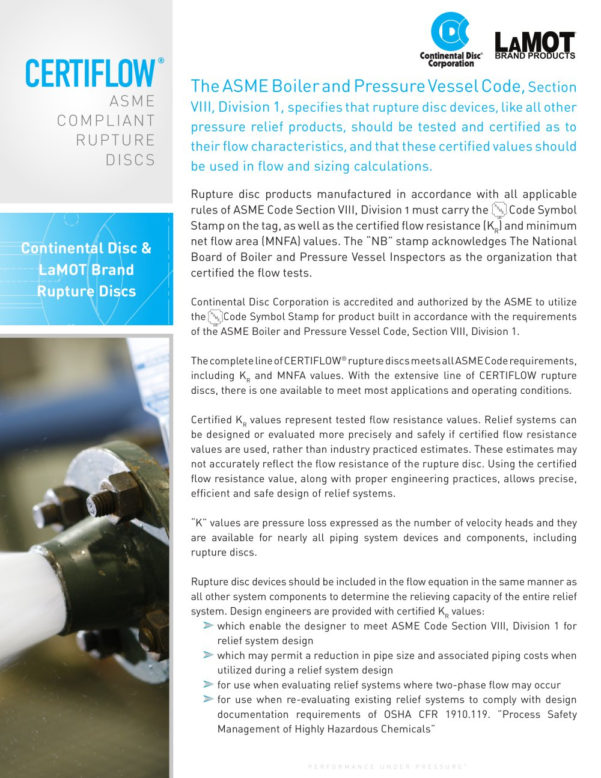 Rupture Disc Sizing Spreadsheet with Certiflow® Continental Disc Corp ...