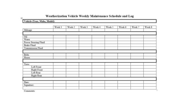 Rv Maintenance Spreadsheet Pertaining To 40 Printable Vehicle ...