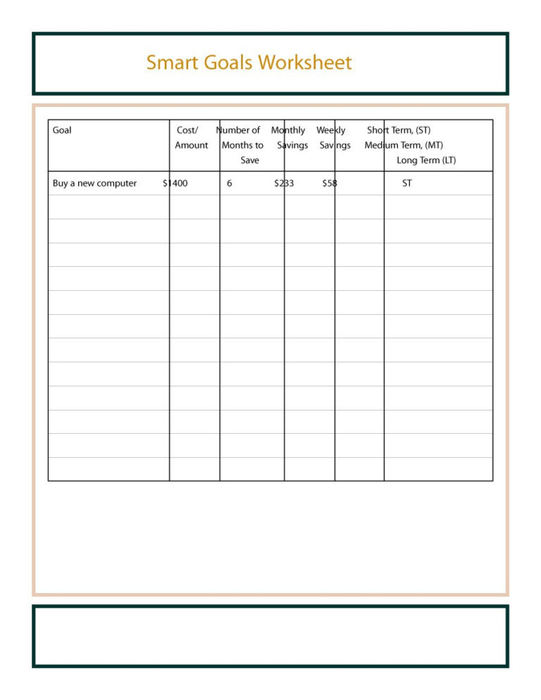 Savings Goal Spreadsheet throughout 48 Smart Goals Templates, Examples ...
