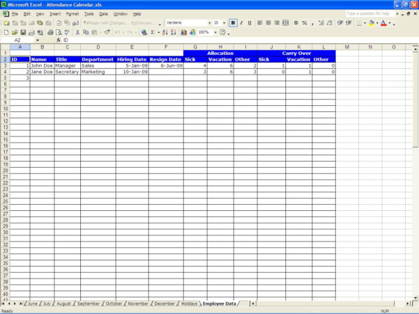 Sickness Absence Recording Spreadsheet — db-excel.com