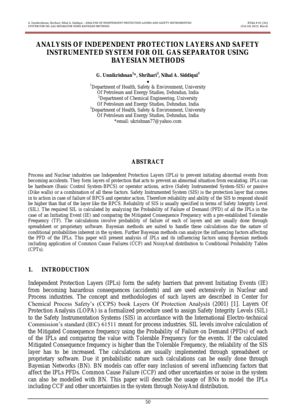Sil Calculation Spreadsheet in Analysis Of Independent Protection Layers And Safety Instrumented ...