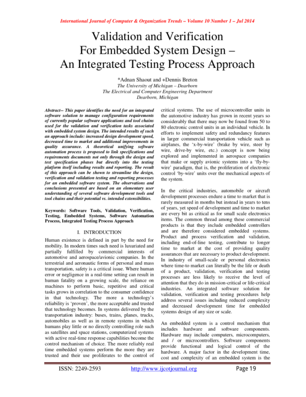 Sil Verification Spreadsheet with Pdf Validation And Verification For Embedded System Design ...