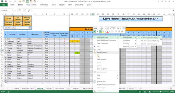 Simple Annual Leave Spreadsheet — db-excel.com