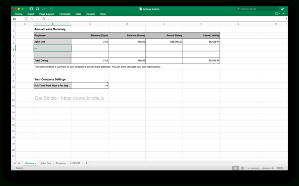 Simple Annual Leave Spreadsheet with regard to Free Annual Leave Spreadsheet Bindle — db-excel.com