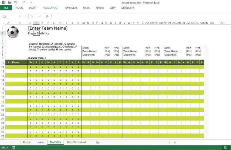 Soccer Stats Spreadsheet Pertaining To Statistics Excel Templates Otokv 