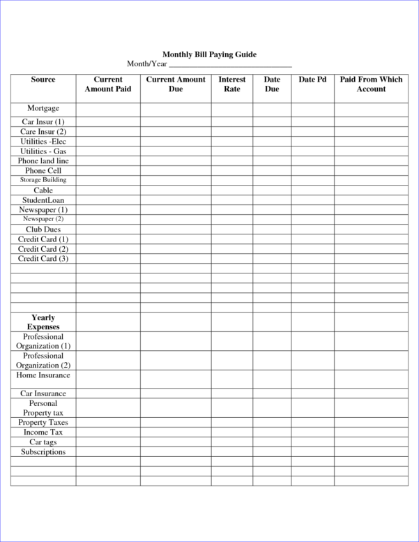 Split Bills Excel Spreadsheet pertaining to Monthly Bill Organizer ...