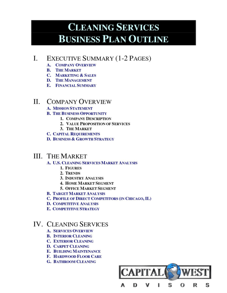Spreadsheet For Cleaning Business within Cleaning Service Business Plan ...