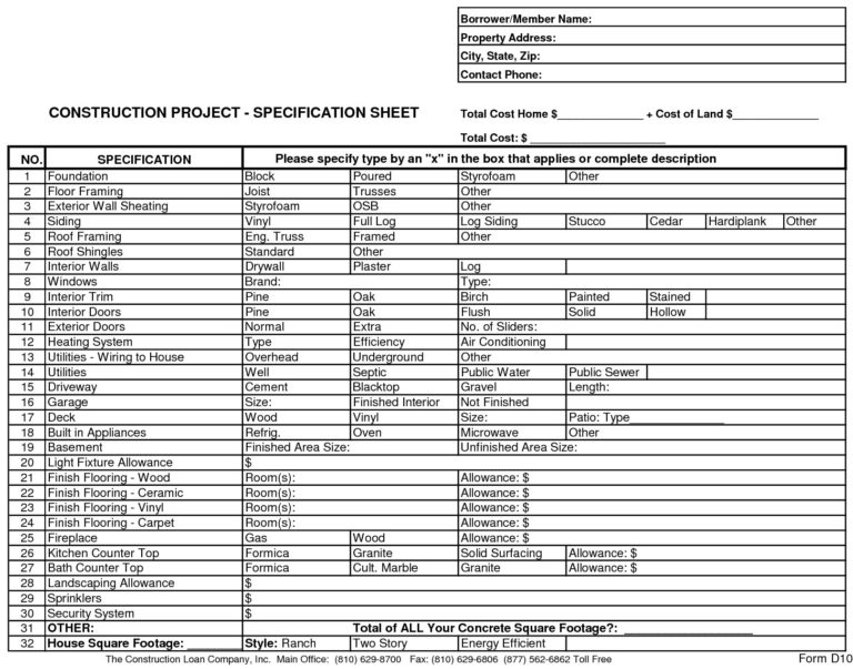 Spreadsheet For New Home Construction Budget — db-excel.com