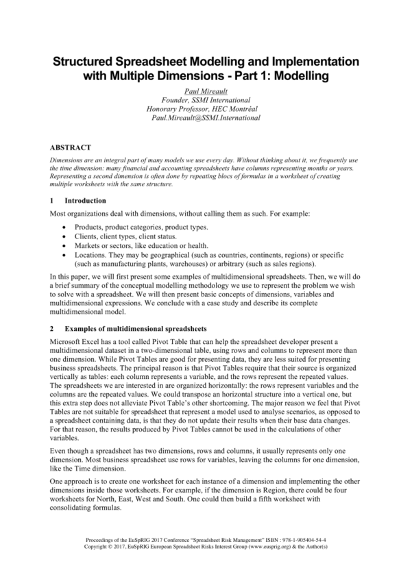Spreadsheet Modelling Examples with Pdf Structured Spreadsheet Modelling And Implementation: A ...