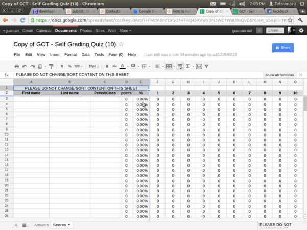 Spreadsheet Quiz throughout Self Grading Quiz With Google Docs: 7 Steps With Pictures — db-excel.com