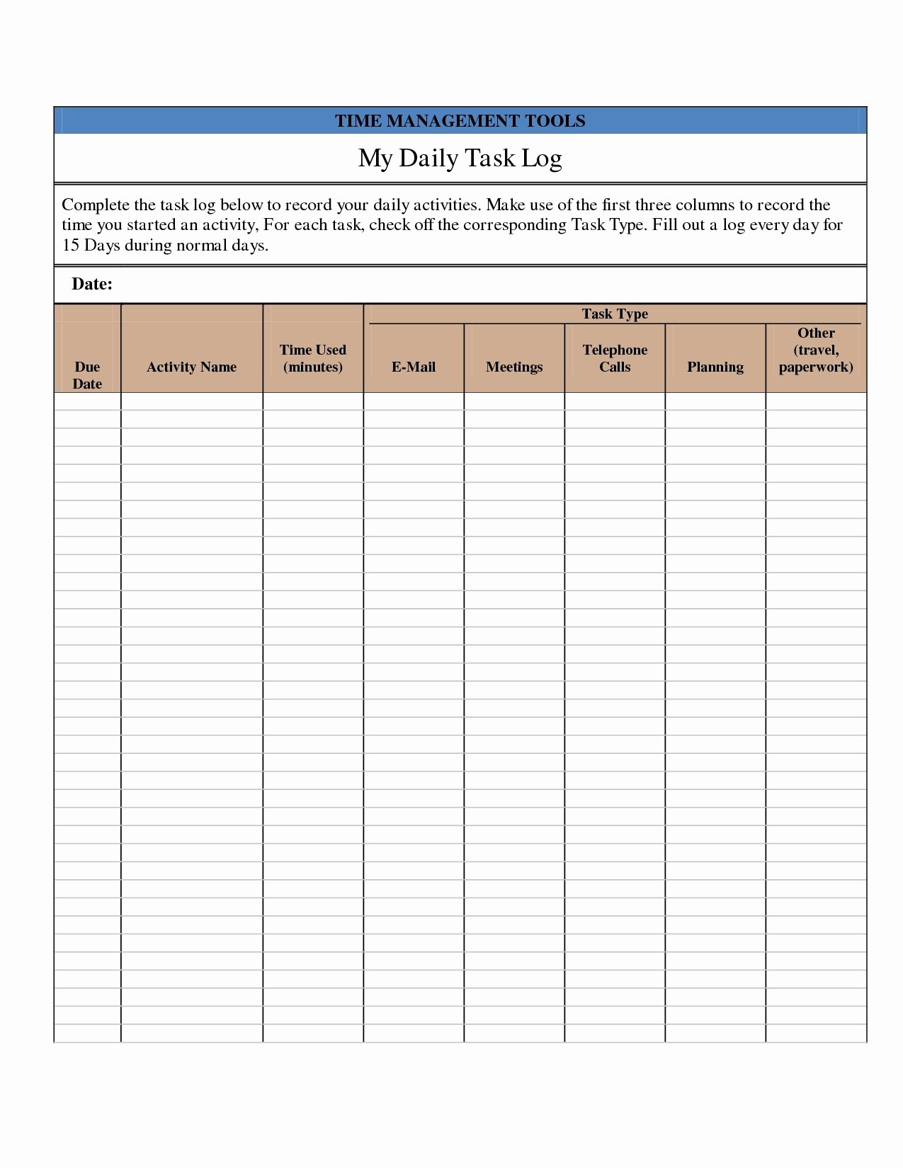 Timesheet With Tasks Template