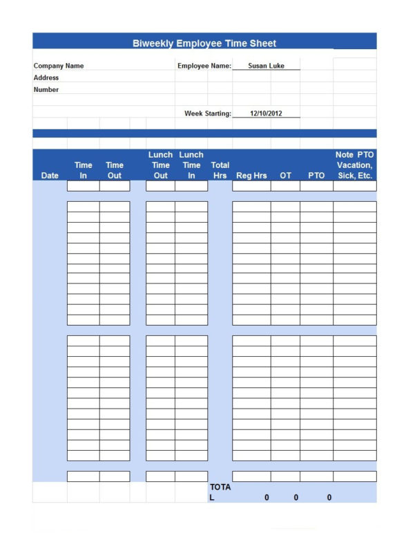 Spreadsheet To Keep Track Of Employee Hours for 40 Free Timesheet ...