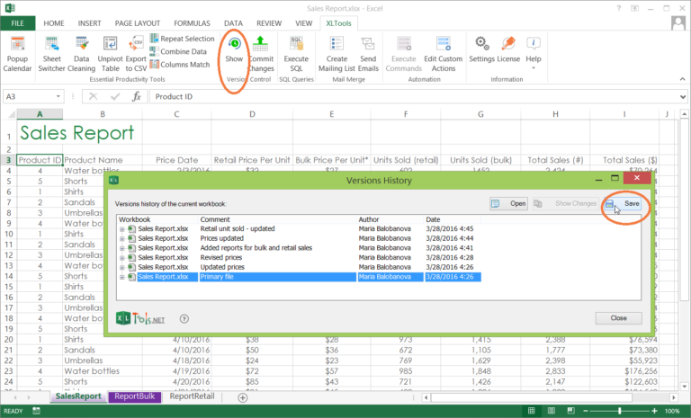 Spreadsheet Version Control in Version Control For Excel Spreadsheets Xltools – Excel Addins You ...