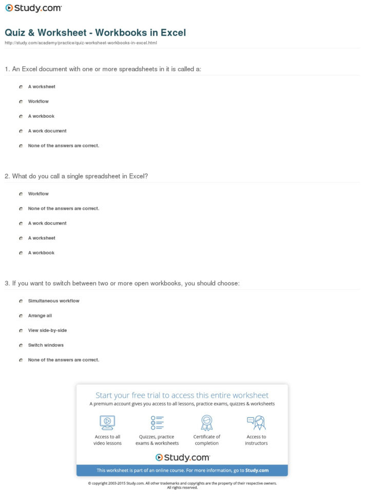 Spreadsheet Worksheets For Students throughout Quiz Worksheet Workbooks ...