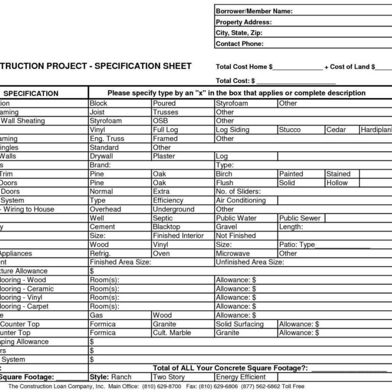 Square Footage Spreadsheet throughout Estimate Sheet Templates Free ...