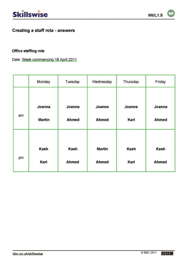 Staff Rota Spreadsheet in Creating A Staff Rota — db-excel.com
