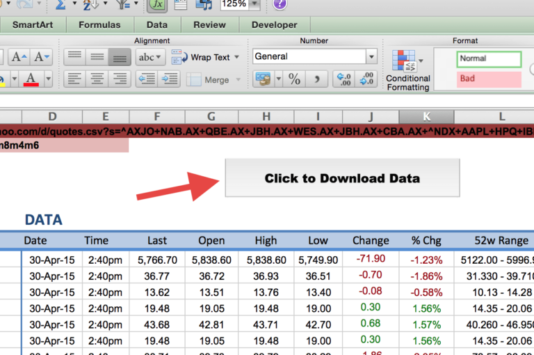 Stock Valuation Spreadsheet with regard to How To Import Share Price ...