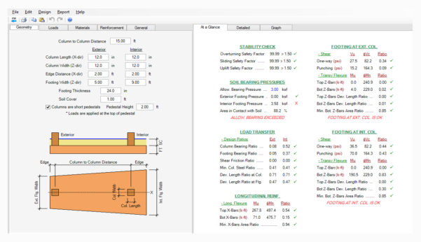Strip Footing Design Spreadsheet for Spread, Combined, Strap Footing Design Software Asdip ...