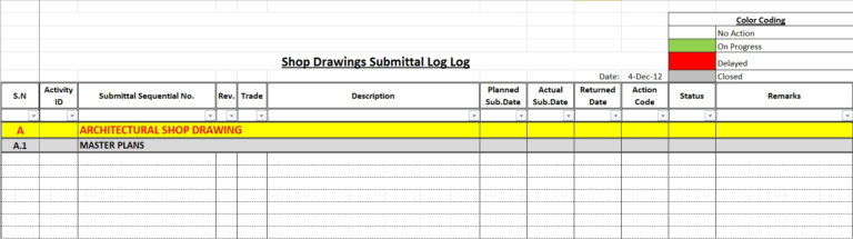 Submittal Log Spreadsheet — db-excel.com