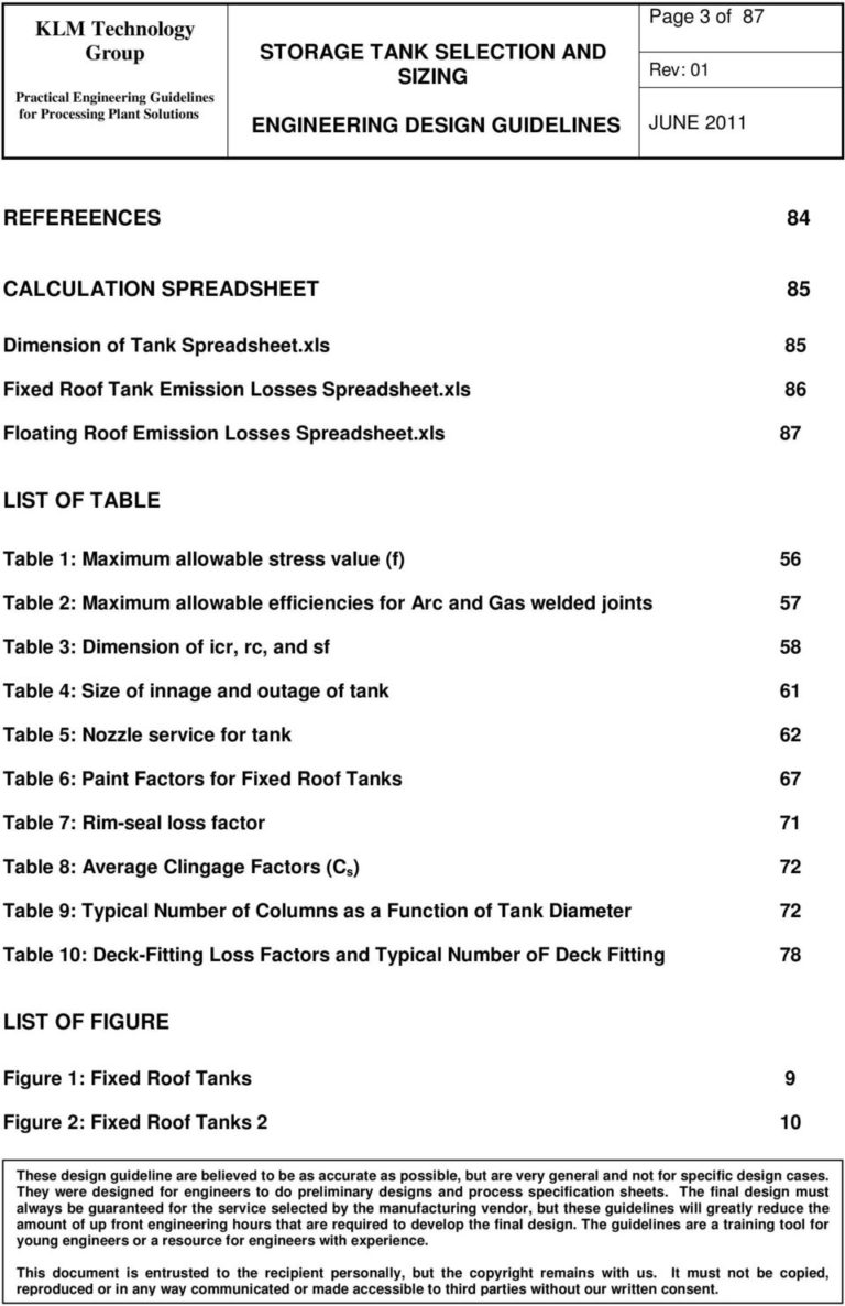 Tank Venting Calculation Spreadsheet inside Storage Tank Selection And ...