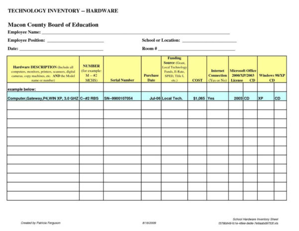 Technology Inventory Spreadsheet — db-excel.com