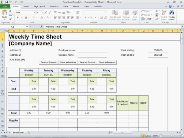 Timesheet Spreadsheet Formula with Excel Timesheet Template With ...