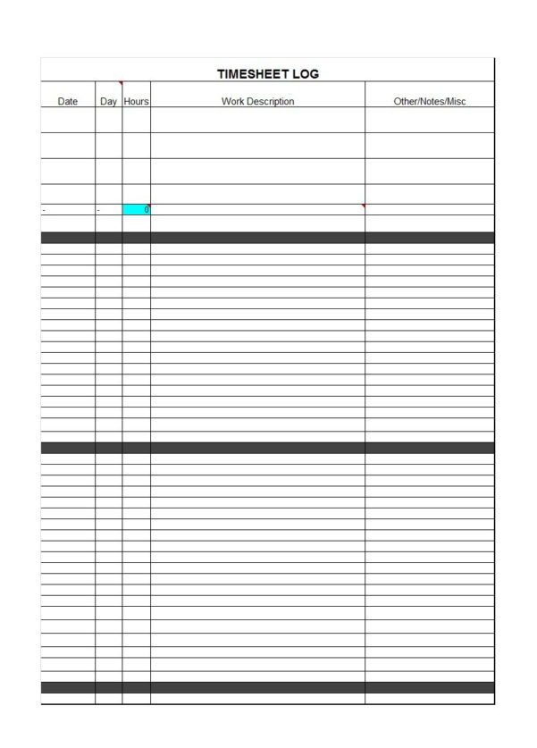 Timesheet Spreadsheet Template Free for 40 Free Timesheet / Time Card ...