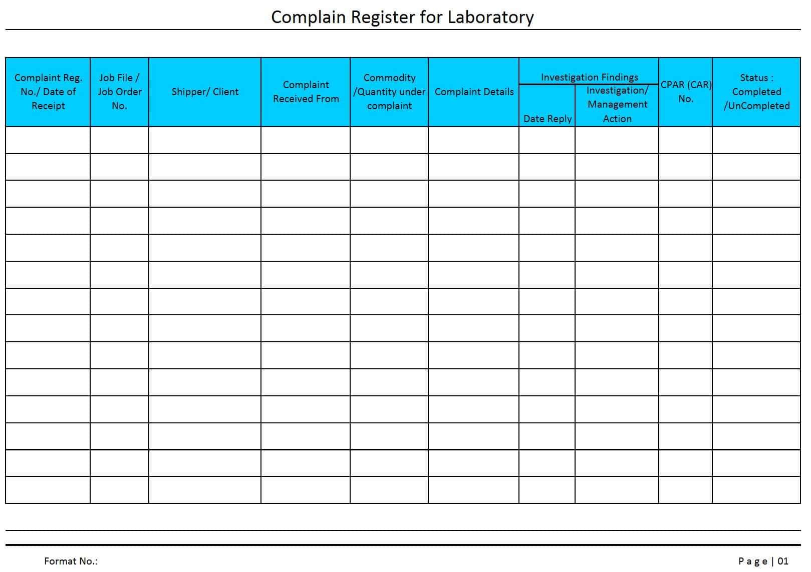 Tracking Complaints Excel Spreadsheet Db excel
