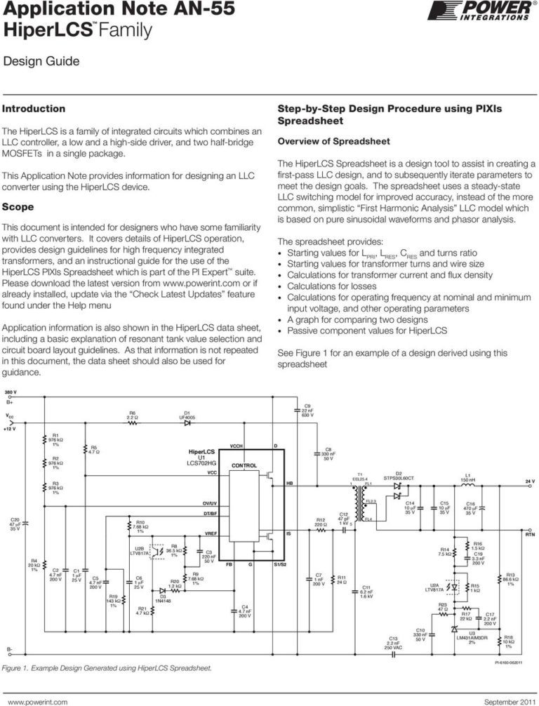 Transformer Design Spreadsheet With Application Note An55 Hiperlcs ...