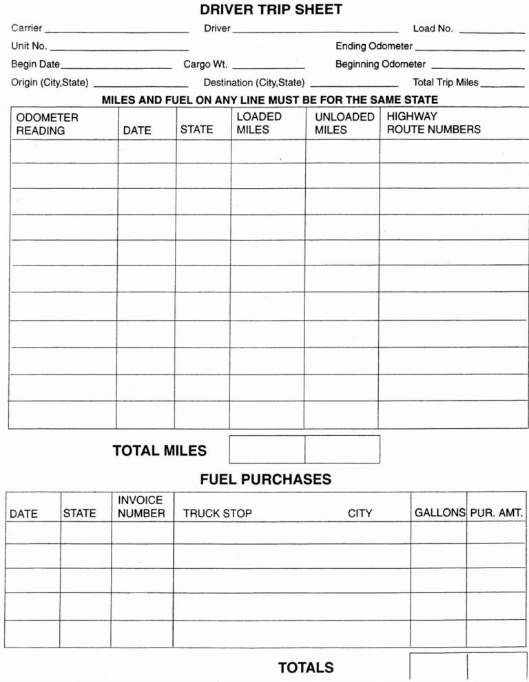Trip Expenses Spreadsheet pertaining to Example Of Truck Driver Expense ...