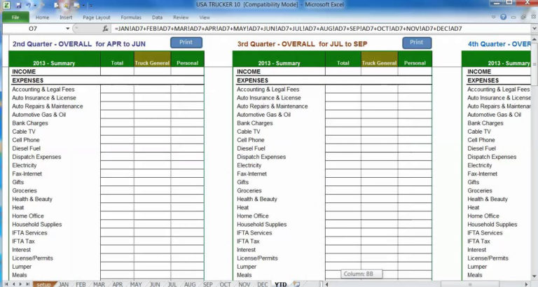 Trucking Excel Spreadsheet — db-excel.com