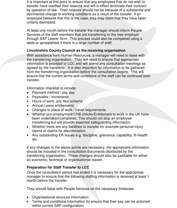 Tupe Due Diligence Spreadsheet with Transfer Of Undertakings Tupe Pdf ...