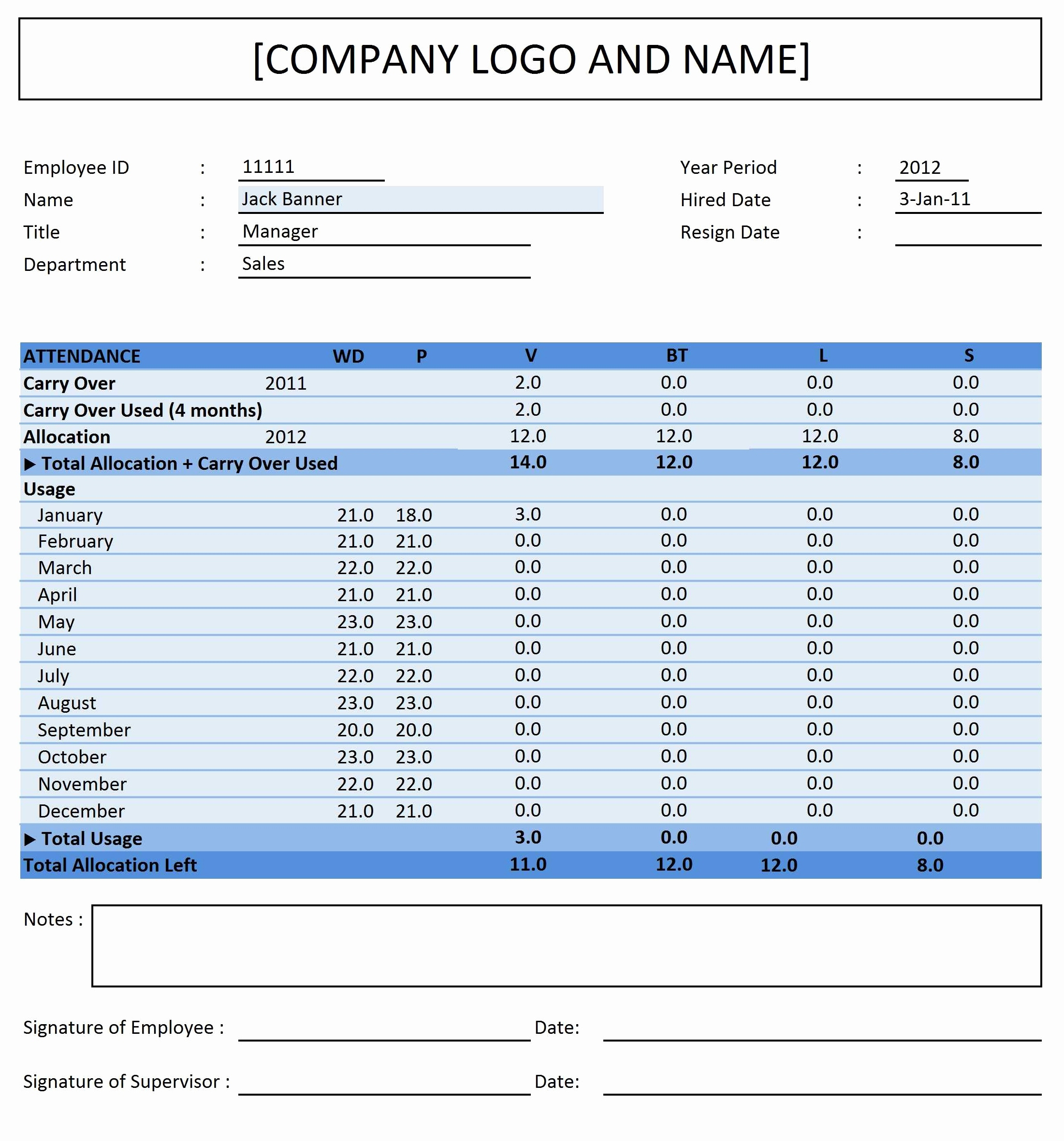 Vacation And Sick Time Accrual Spreadsheet Db excel