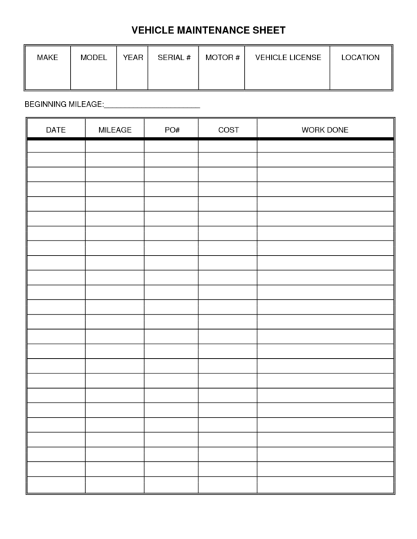 Vehicle Fleet Management Spreadsheet pertaining to Truck Maintenance ...