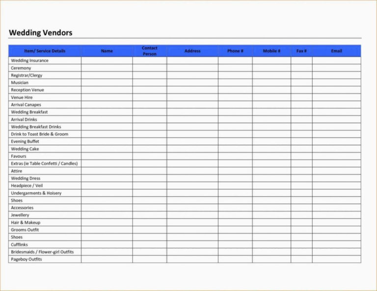 Vendor Spreadsheet with regard to Wedding Venue Comparison Spreadsheet ...
