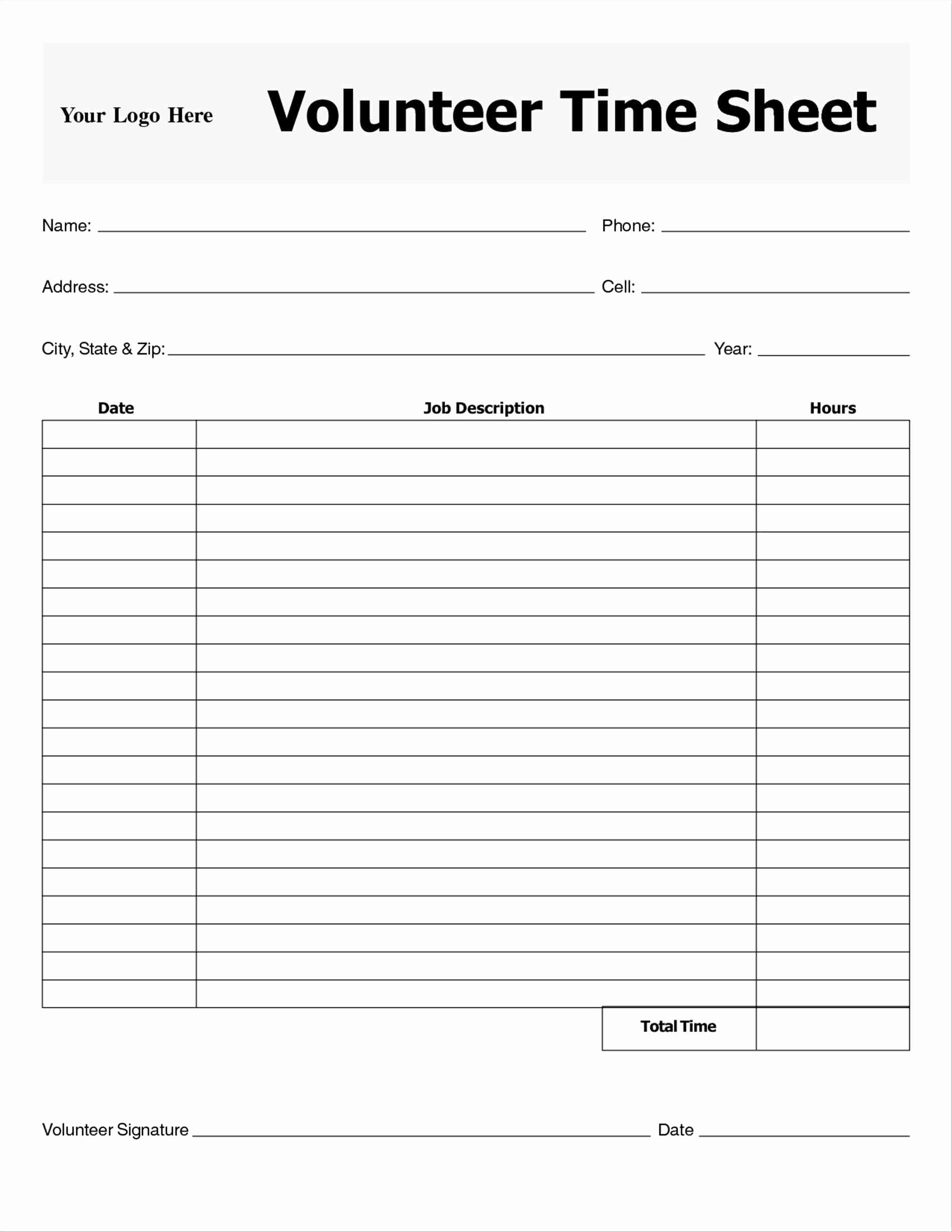 Volunteer Spreadsheet Template