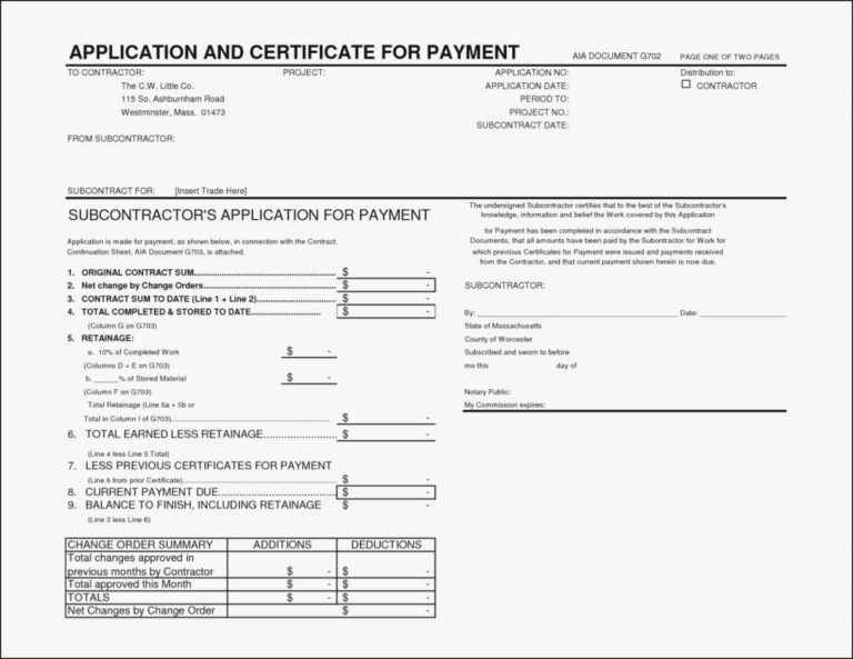 Westminster Spreadsheet for Aia G702 Excel Template Spreadsheet Example ...