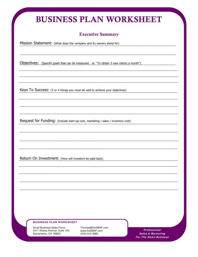 Business Plan Worksheet — db-excel.com