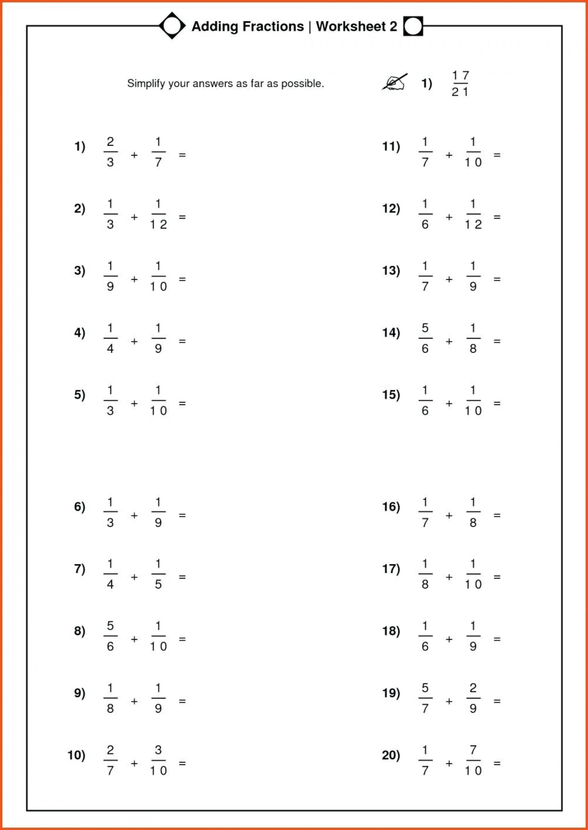 Finding Equivalent Fractions Worksheet