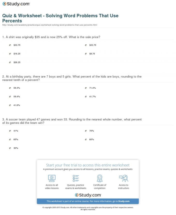 Percent Increase And Decrease Word Problems Worksheet — db-excel.com